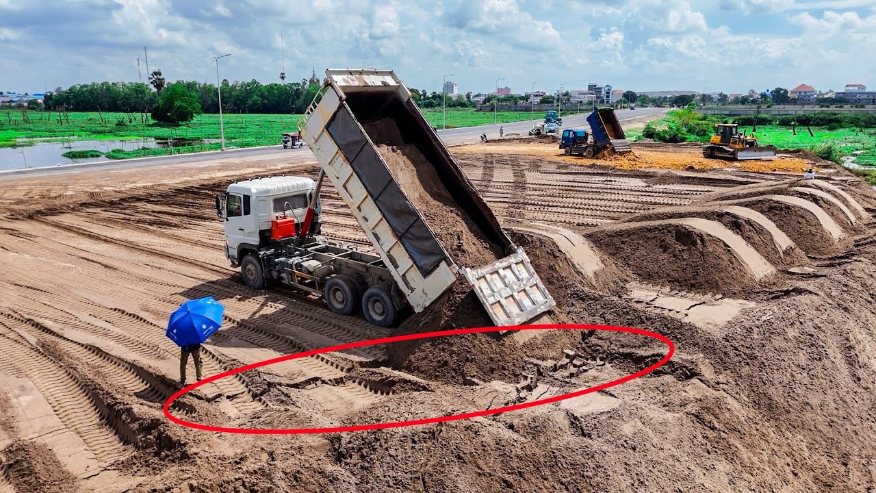 Great showing Project SAND fill up by best operator skill Dozer SHANTUI ...