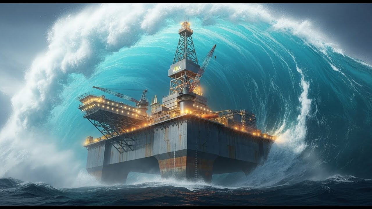 Monster Tsunami vs Offshore Drilling Platform | Structural Limits (AI ...