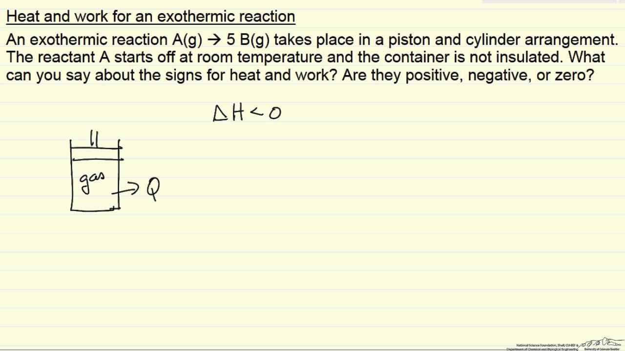 Heat and Work for an Exothermic Reaction (Example) - YouTube
