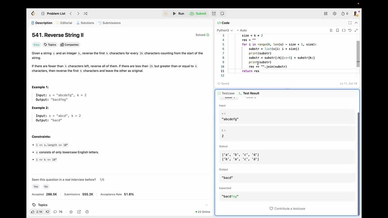 Reverse String II - YouTube