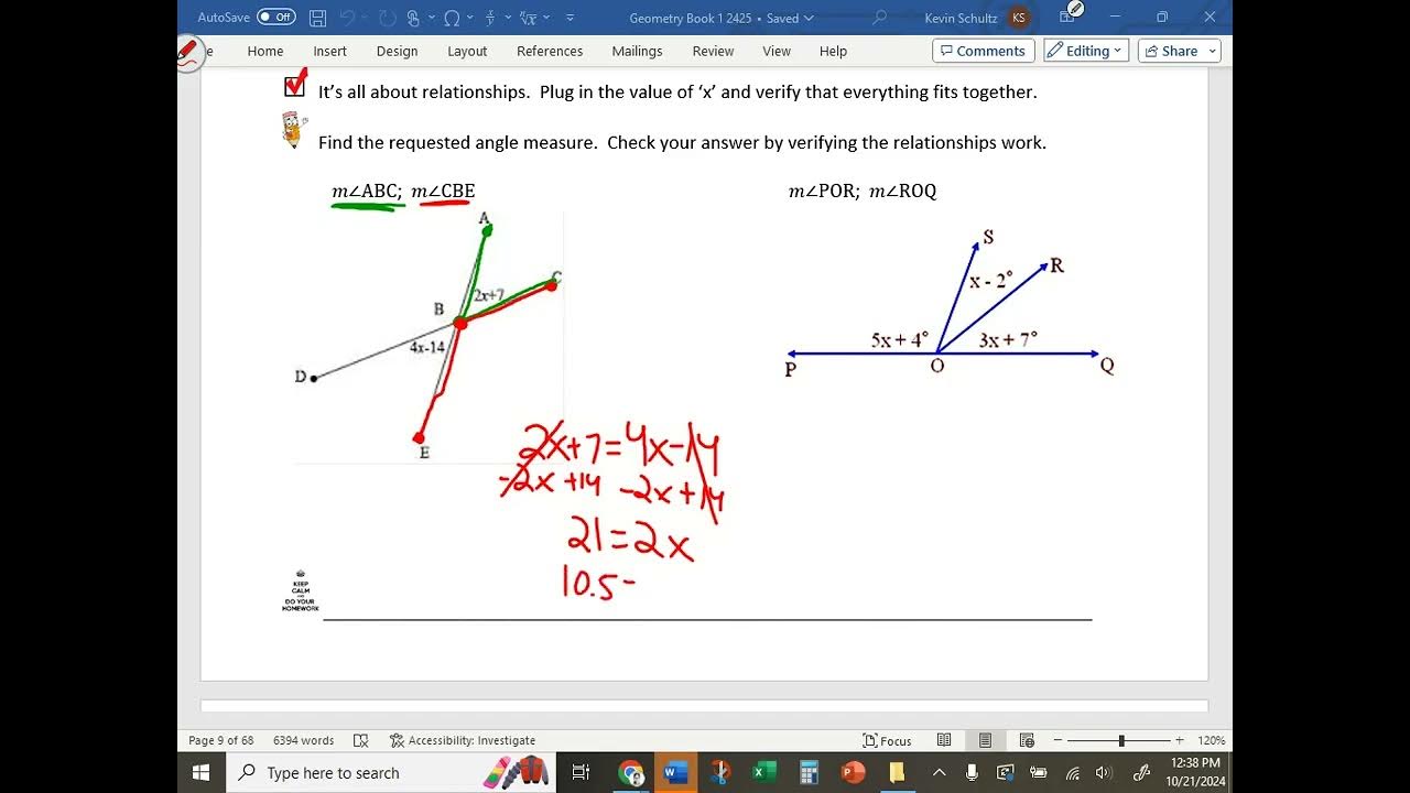 Geometry 10/21/24 CO6...Identifying Angle Relationships - YouTube