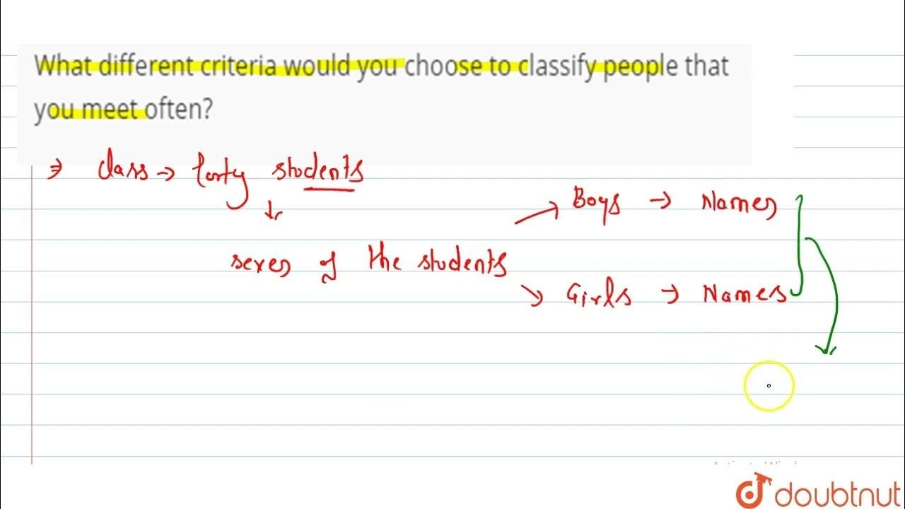 Question : What different criteria would you choose to classify people ...