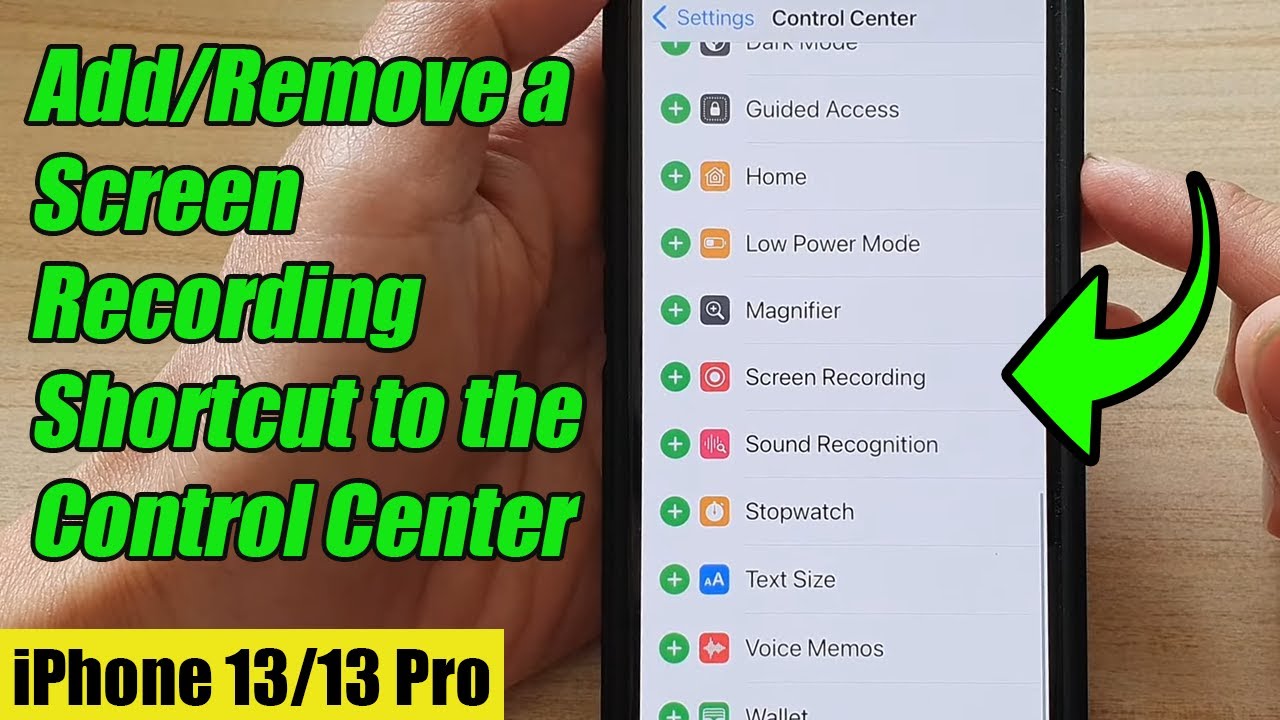 IPhone 13 13 Pro How To Add Remove A Screen Recording Shortcut To The Control Center YouTube IPhone 13 13 Pro How To Add Remove A Screen Recording Shortcut To The Control Center YouTube