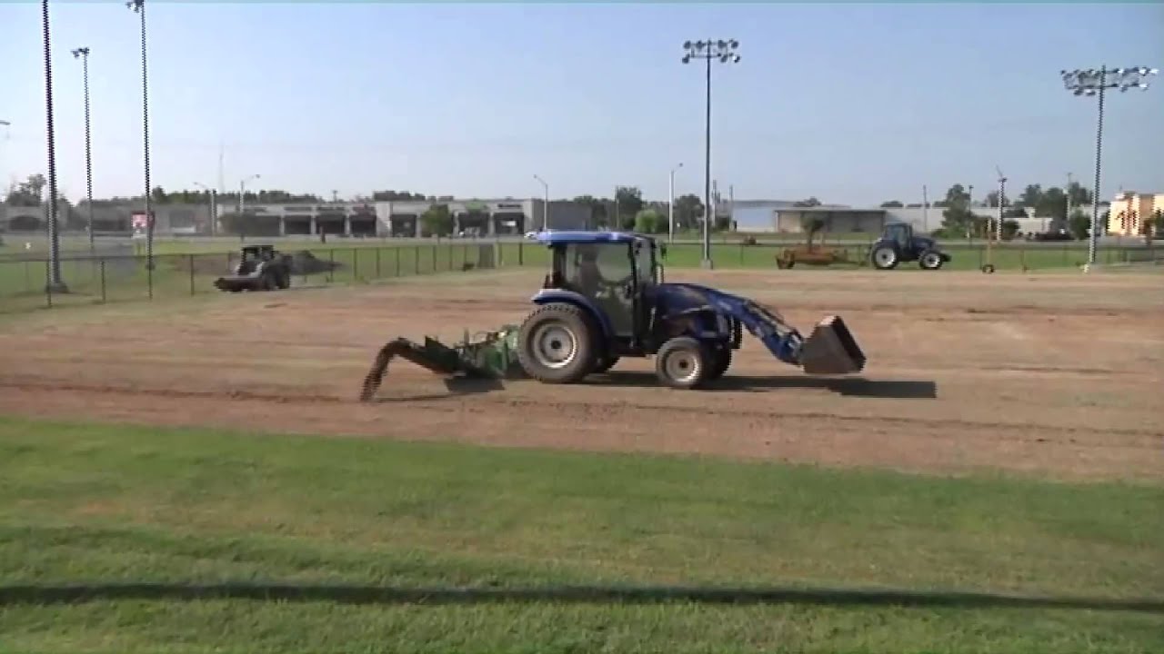 Harding Soccer Field being leveled for new grass turf - YouTube