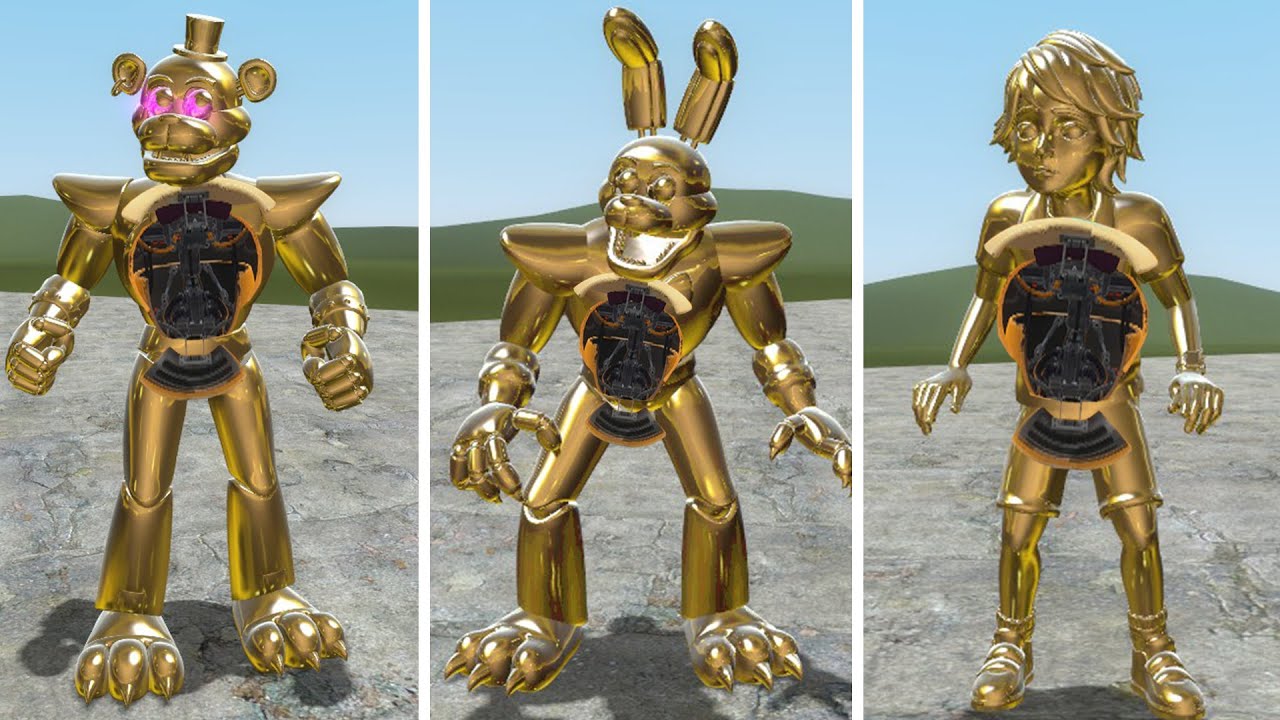 ENTERING ALL GOLDEN FNAF SECURITY BREACH ANIMATRONICS In Garry's Mod ...