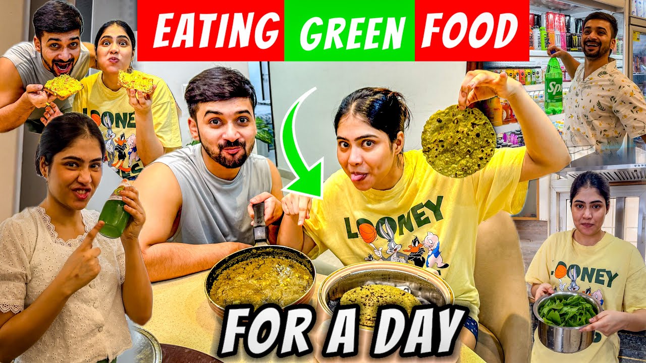 Eating only green color food for 24 hour - YouTube