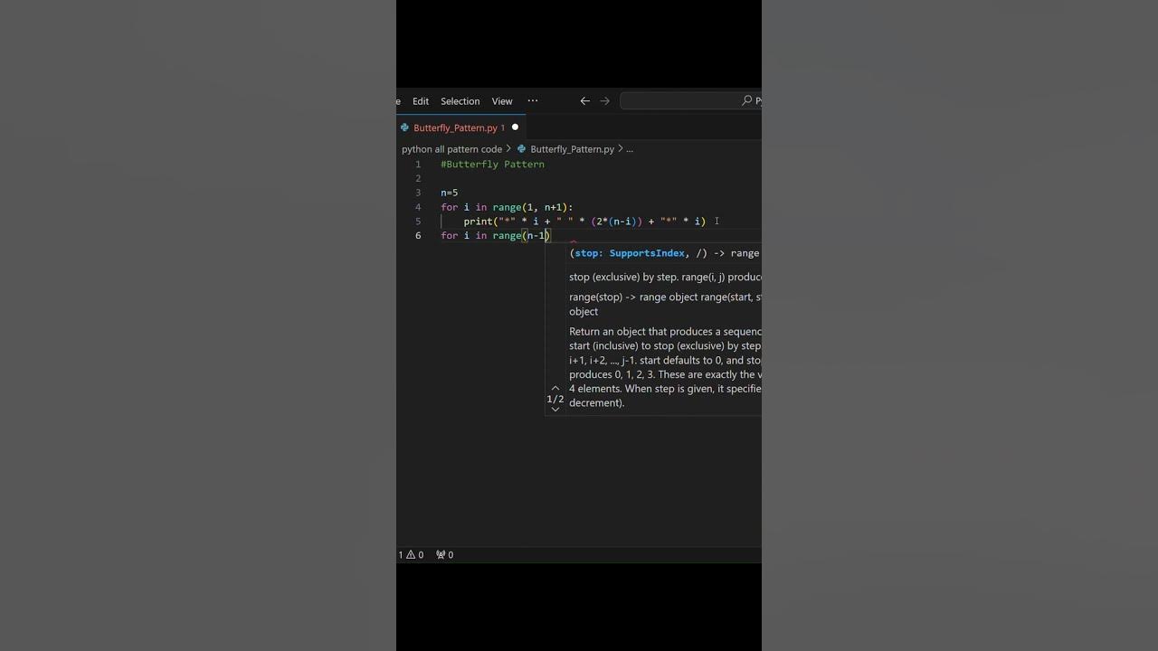 Master The Butterfly Pattern In Python Step By Step Coding Tutorialpthon Pythonprogramming