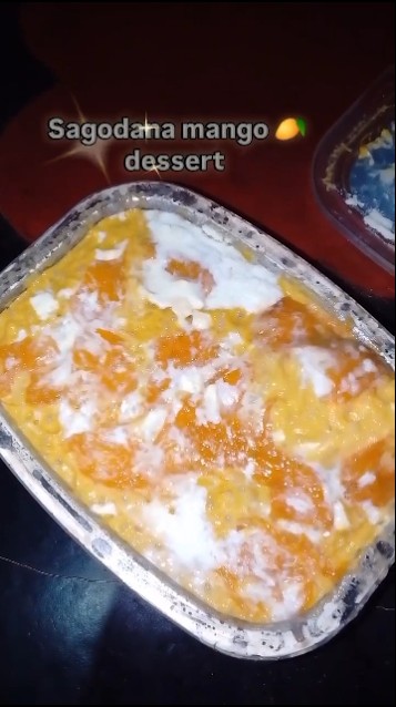 SagoDana Mango 🥭 dessert 😋 made by me 😋 ☺️ first time try 😋😲😲😲🥭 😋 just ...