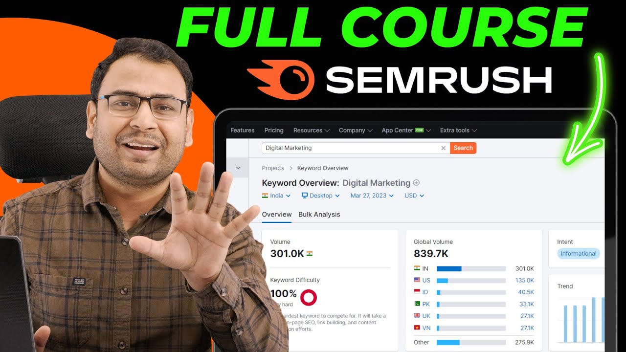 Learn Full Semrush Course in 1.5 Hours | Semrush Tutorials in Hindi | Umar Tazkeer - YouTube