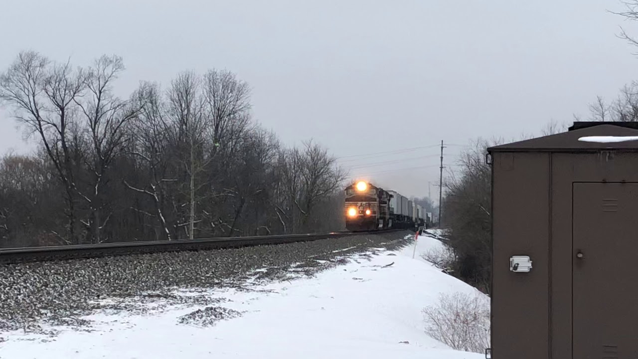 NS 9339 & 9608 Lead Eastbound Container & Trailer Train at Lake Street ...