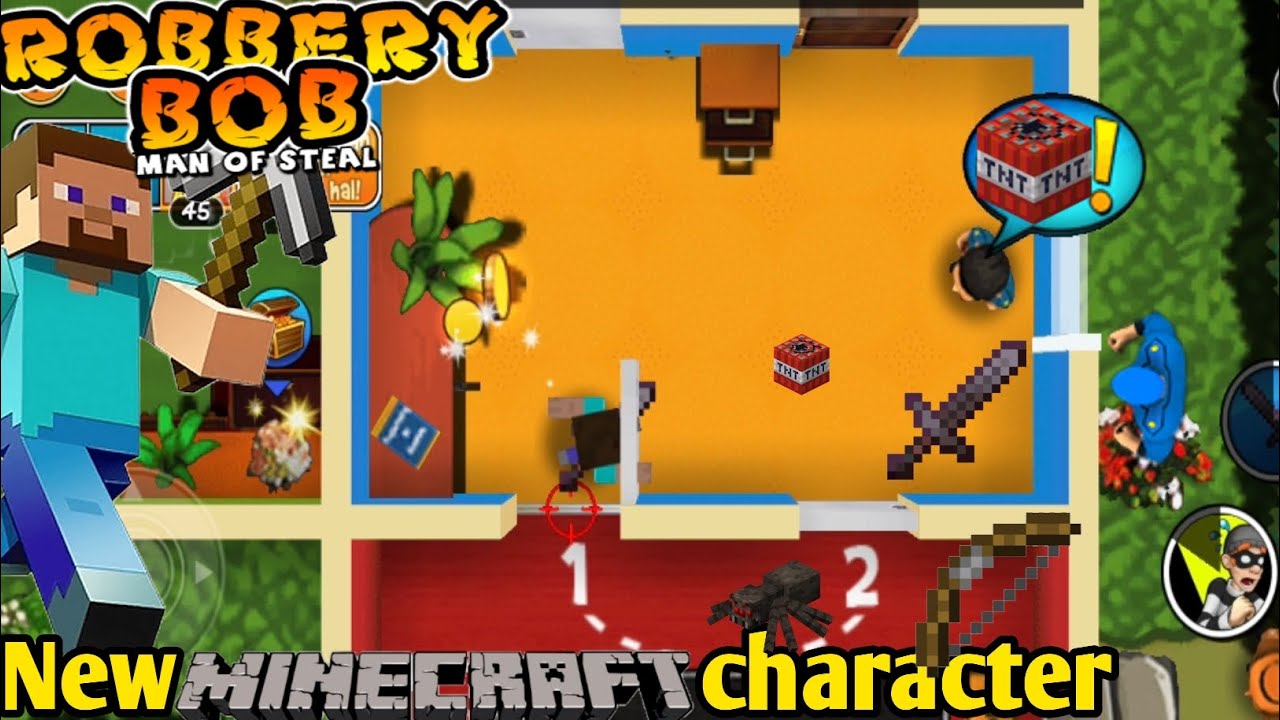 Robbery Bob use Minecraft character (Steve character) - YouTube