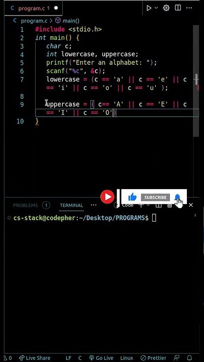 C Program To Check Vowel Or Consonant Code In Comments Shorts Programming Cprogramming 