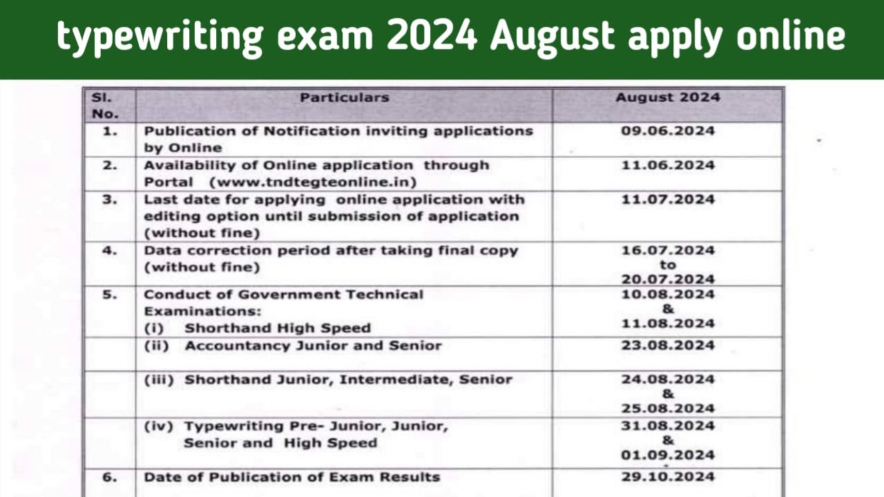 TNDTE TYPE WRITING EXAM 2024 TYPE WRITING EXAM APPLY ONLINE IN TAMIL ...