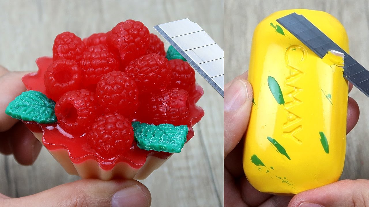 Relaxing Soap Cutting ASMR. Satisfying Soap and lipstick cutting. Corte ...