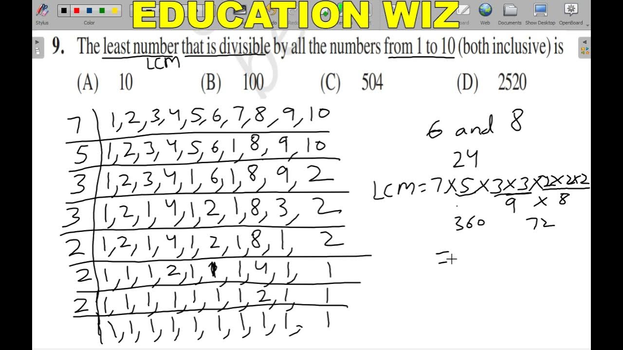 The least number that is divisible by all the numbers from 1 to 10 ...