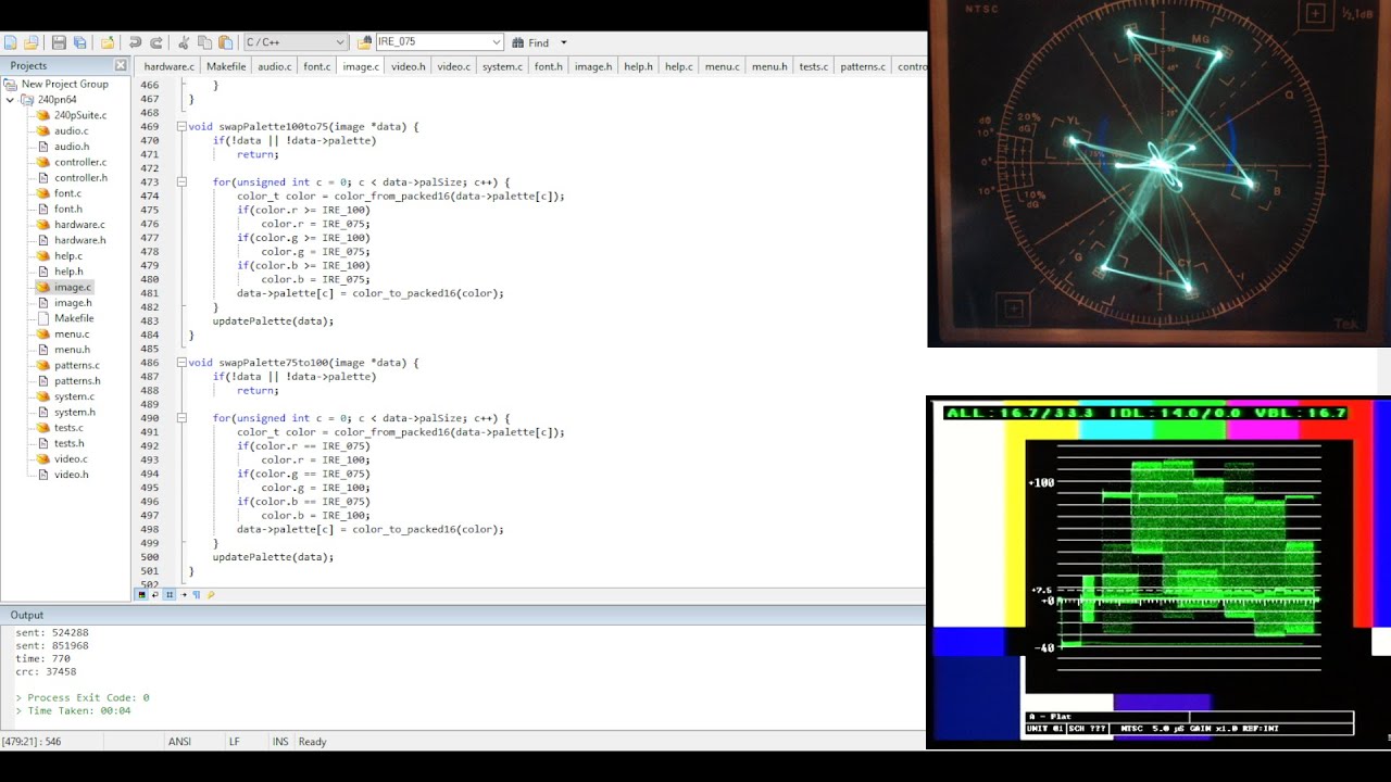 Programando la Suite 240p en Nintendo 64: señales y vectorscopio - YouTube
