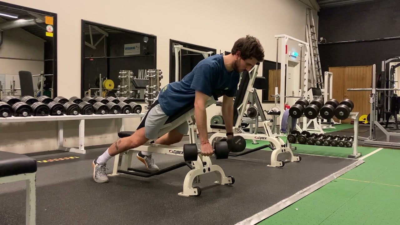 2-DB Inclined bench Row - YouTube