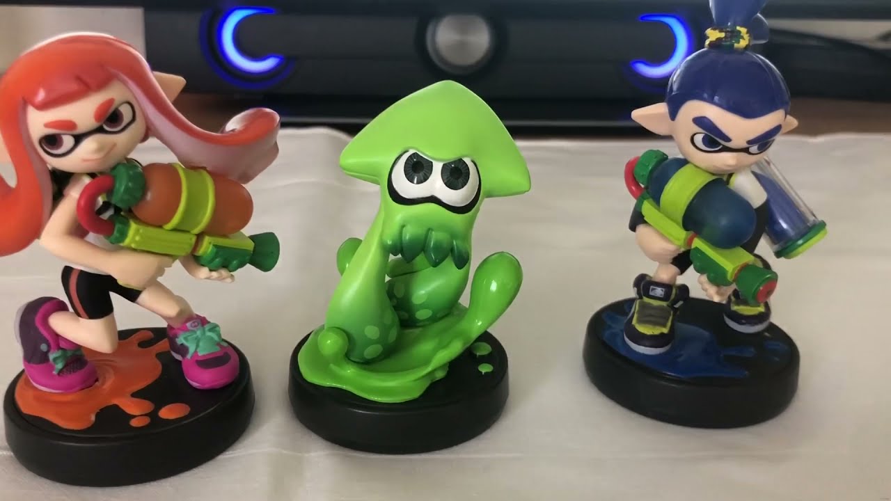 Splatoon 3 Amiibo set review. Squidling boy Amiibo and Squidling girl ...