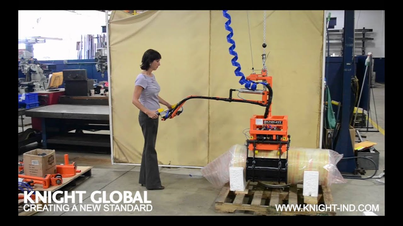 Knight Global KBC Chain Air Balancer Roll Handler - YouTube