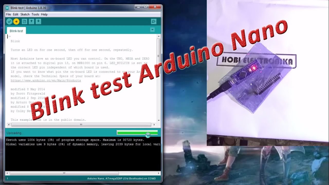 Blink Test Arduino Nano Using Arduino Ide 1816 Youtube 4729