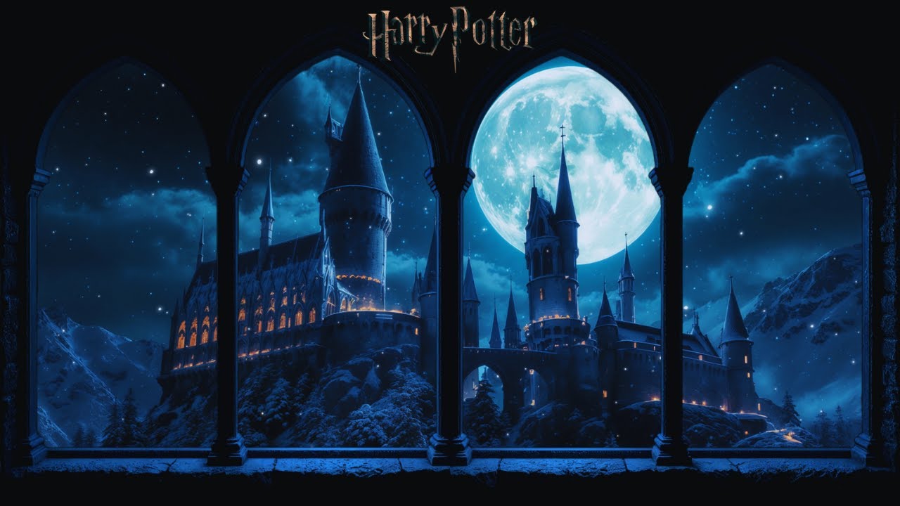 4K Hogwarts Castle Projector Window – Cozy Winter Snow Ambience - YouTube