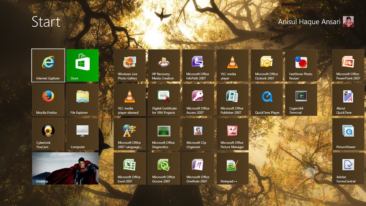 Start Screen Customize in Win 8 and 8.1 - YouTube