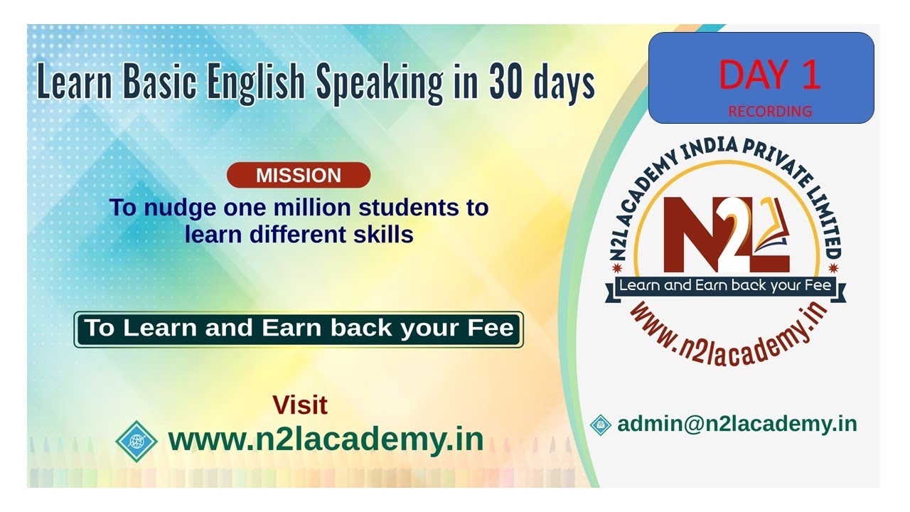 Learn Basic English- Day1 (English speaking practice for Hindi people ...