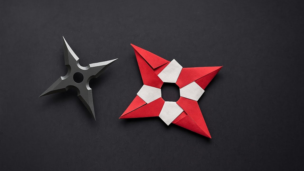 Easy origami shuriken/paper shuriken tutorial step by step - folding a ...