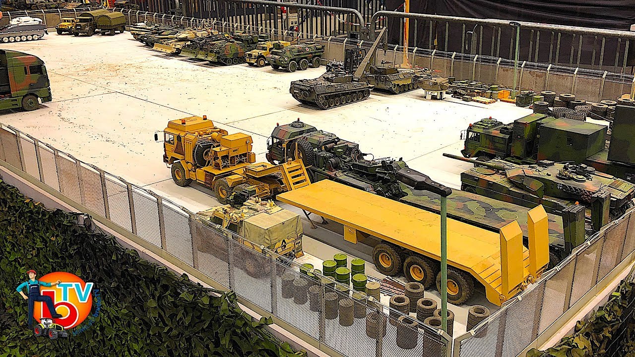 RC MODEL SCALE TANKS, RC ARMY Truck MILITARY BASE Militärstützpunkt ...