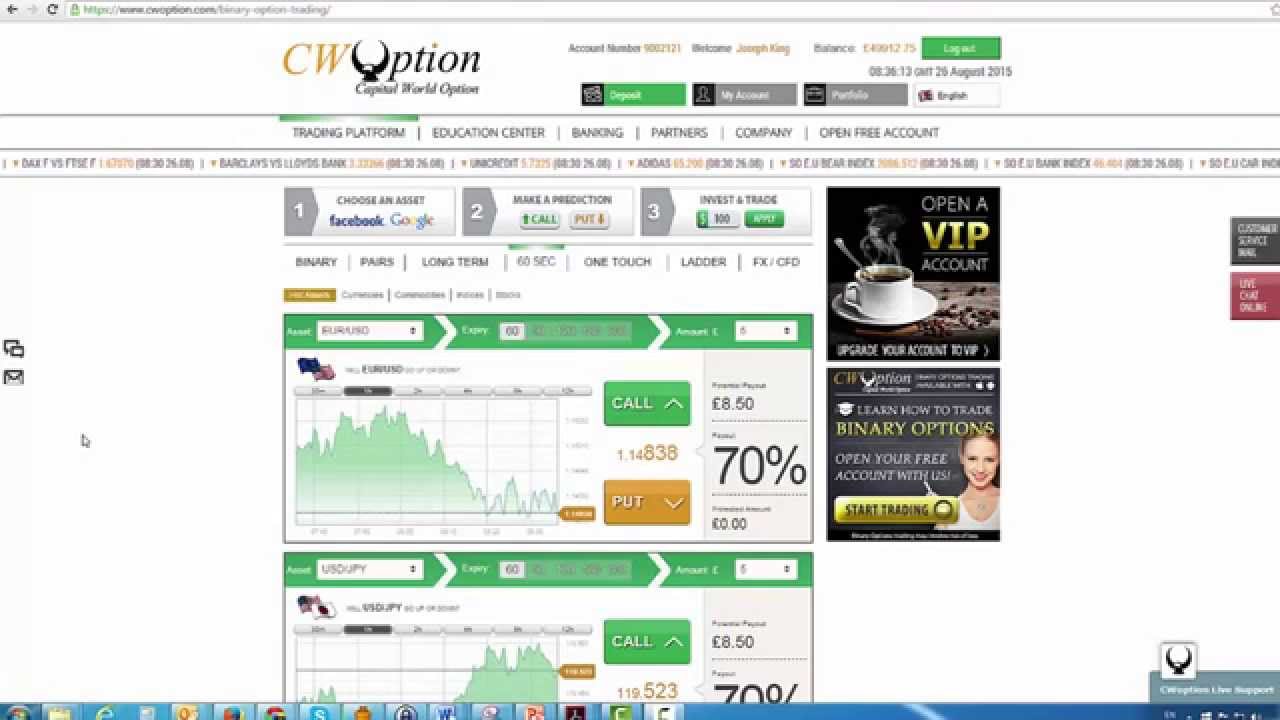 Cwoption binary option trading education 60 Seconds - YouTube