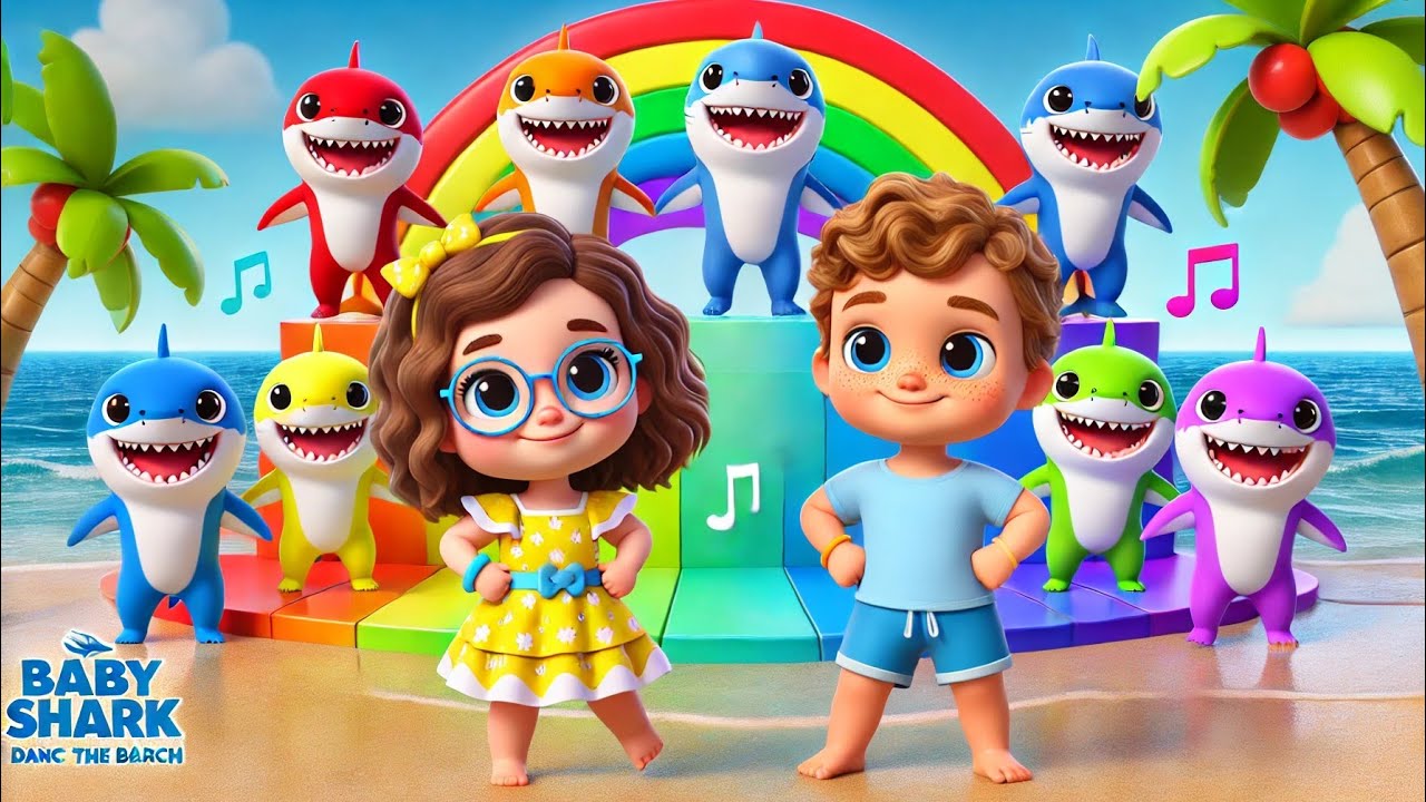 Baby Shark Dance Party | Milo & Poppy Join Colorful Baby Sharks at the ...