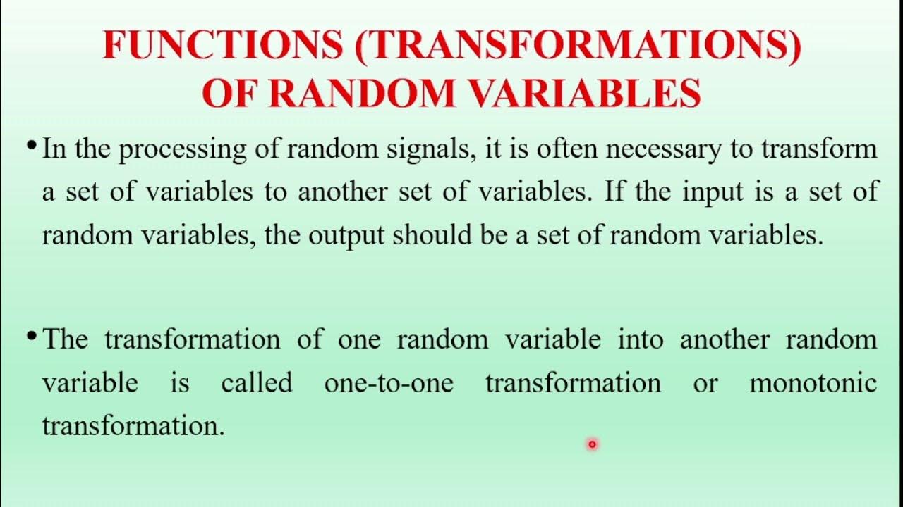 Functions (Transformations) of Random Variables - YouTube