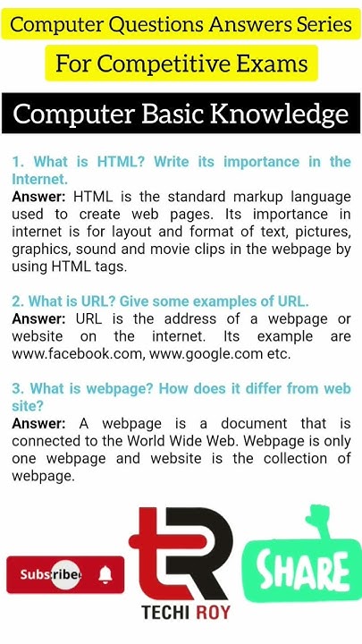 Computer Questions Answers | Computer Basic Knowledge | Computer Fundamental Skills |#techiroy ...