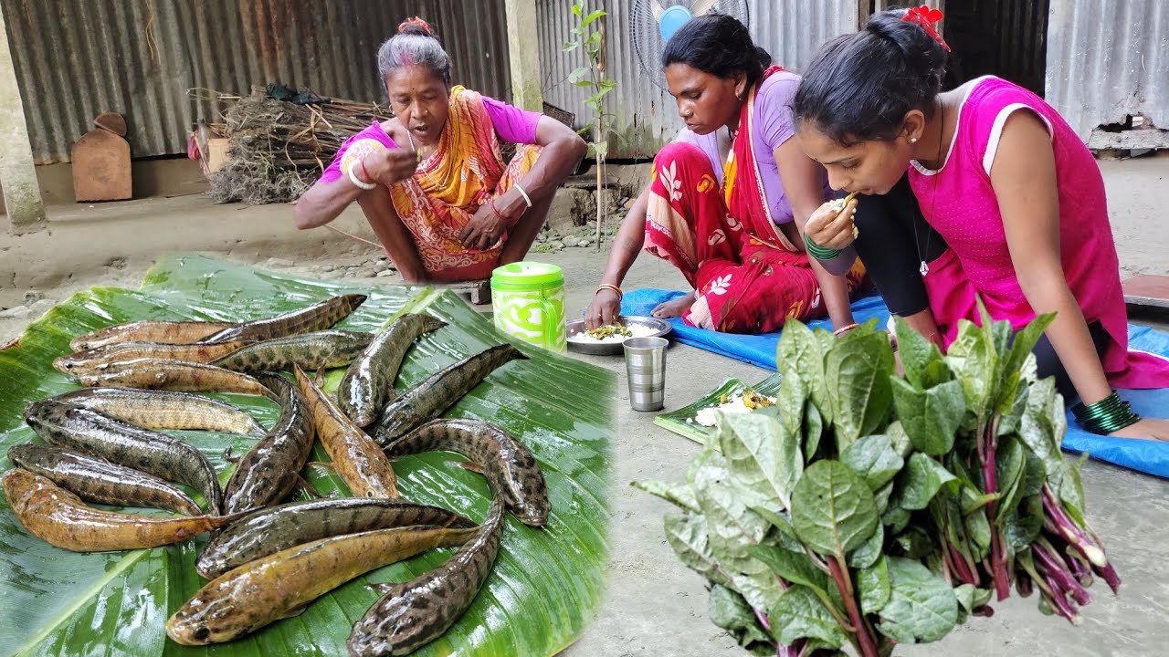 How to cook farm fresh puishak with snake head fish recipe by tribe ...