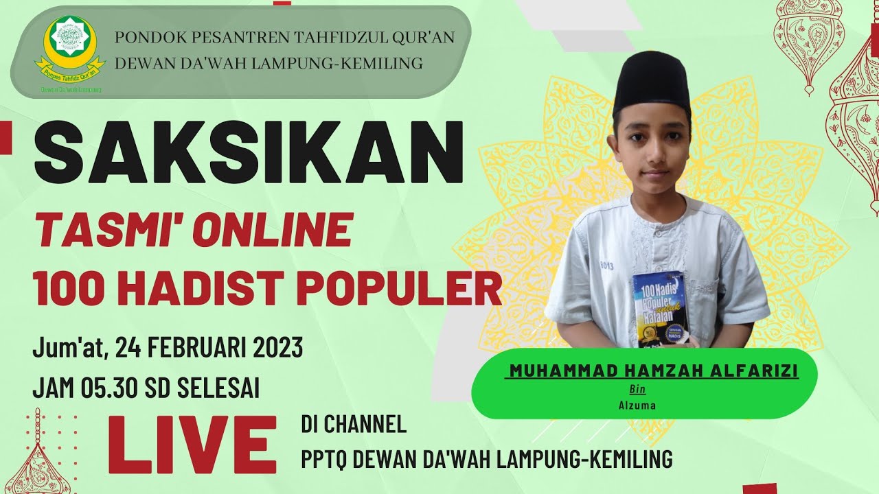 TASMI' 100 HADIST POPULER || MUHAMMAD HAMZAH AL FARIZI - YouTube