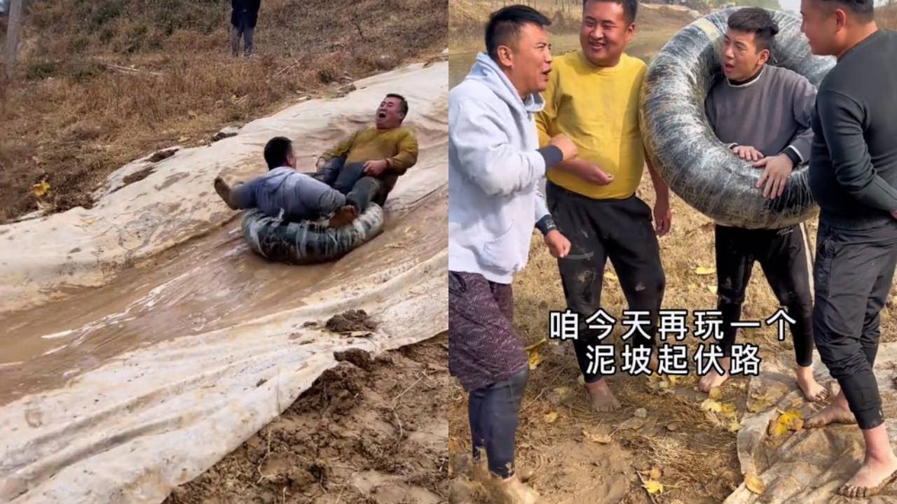 Mud slope challenge roller coaster, mud slope undulating road! Men's ...