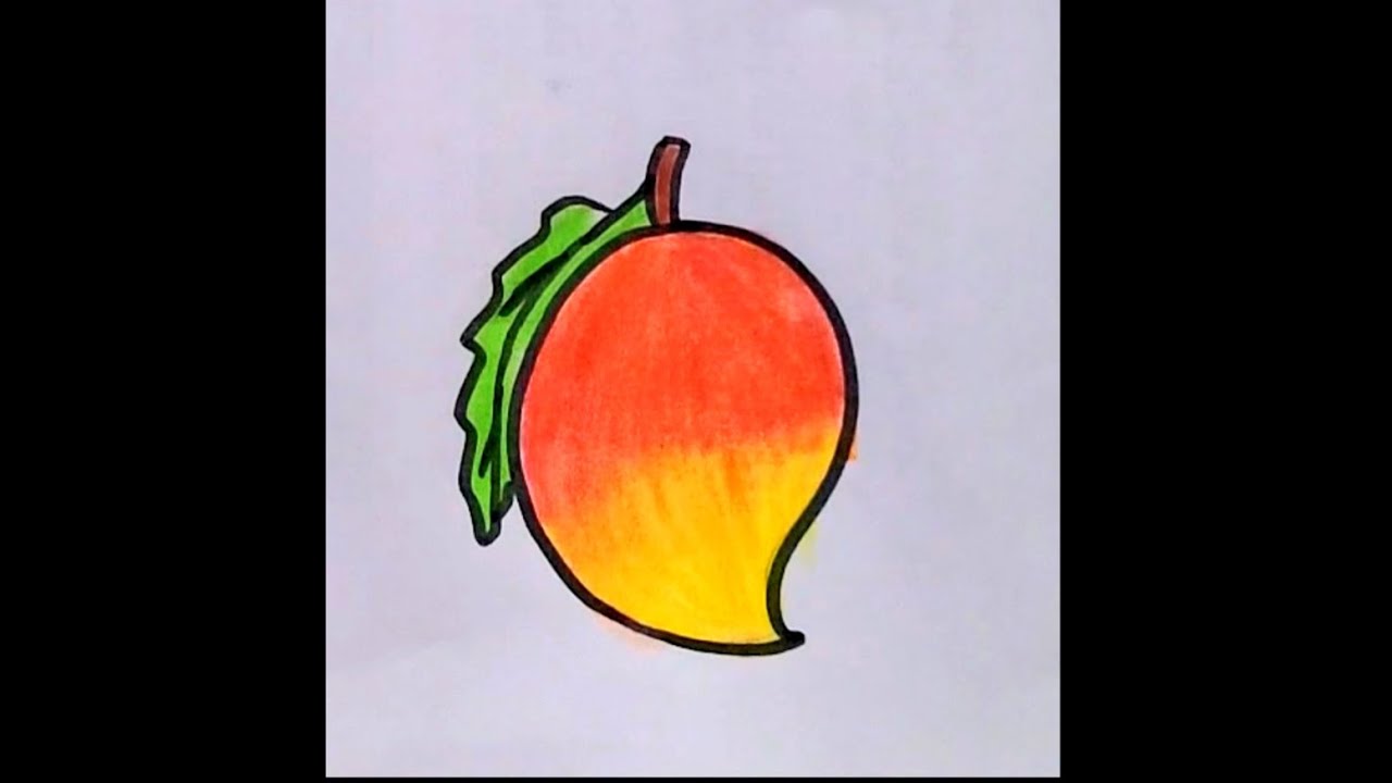 How to draw a colourful mango drawing | easy mango drawing for kids ...