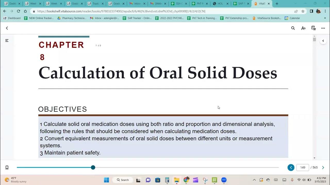 Chapter 8 Calculation of Oral Solid Doses - YouTube