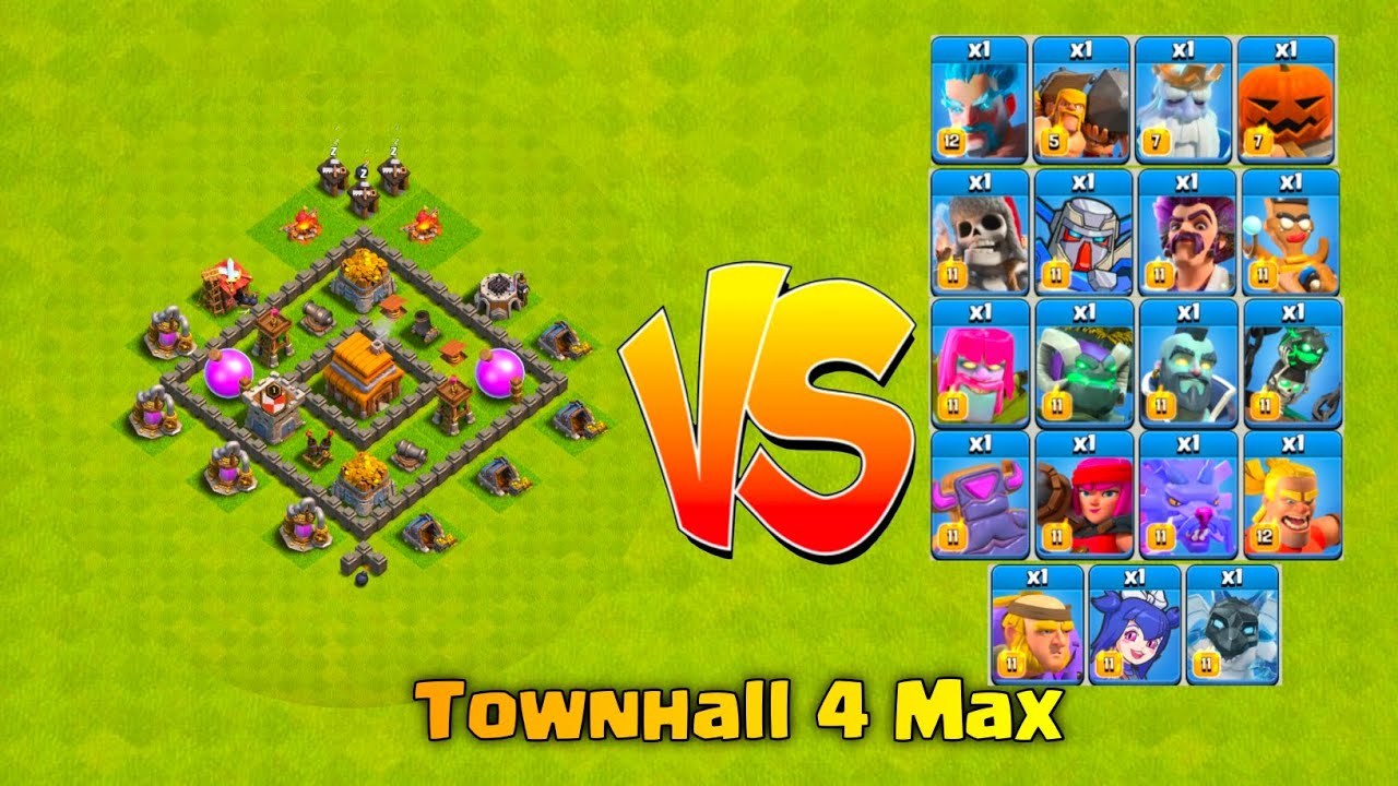 Townhall 4 Max vs all Max Level Single Temporary Event Troops | Clash Of Clans #clashofclans ...
