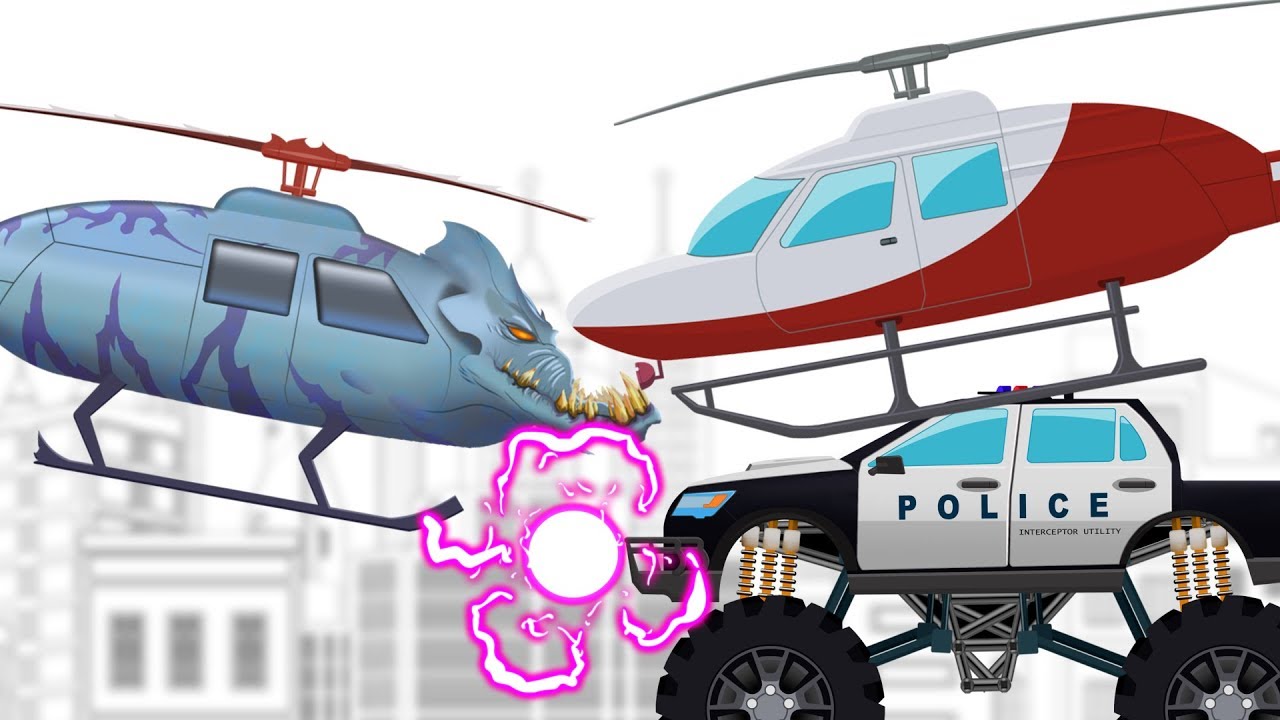 Evil VS Good Vehicles | Scary Helicopter | Police Monster Truck - YouTube