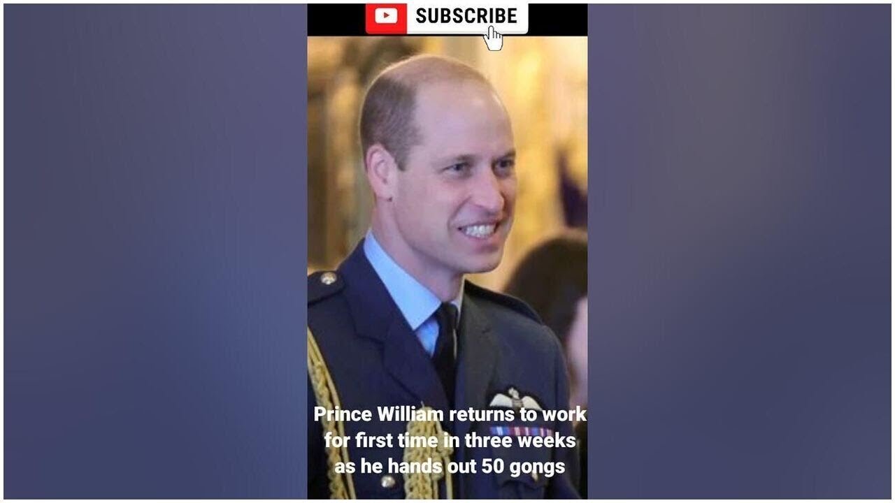 Prince William goes to work for the first time in three weeks, handing ...