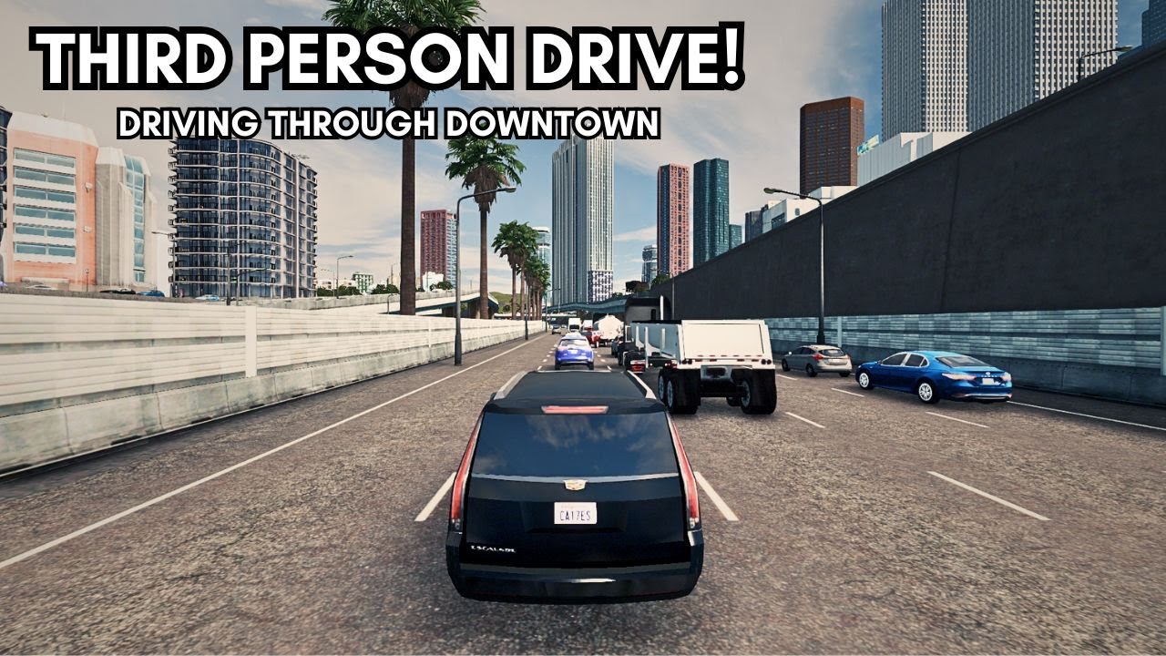 Third Person Ride Through Downtown Highway in My Car-Centric City ...