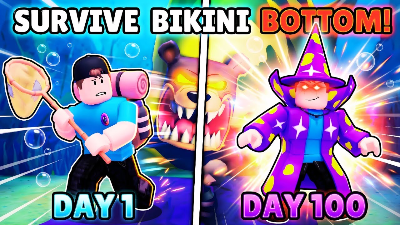 Can I Survive 100 Nights In SURVIVE BIKINI BOTTOM?! - YouTube
