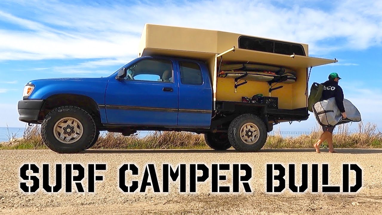DIY Truck Camper For Overland Surf Trips | Surfboard Rack and Auxbeam ...