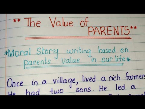 Story Writing based on Value of Parents in English | SF Education ...
