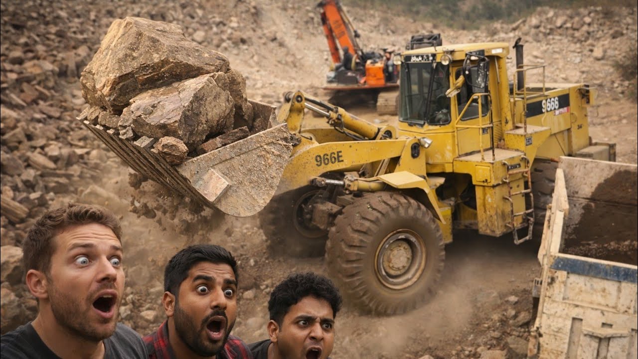 Rock Show loading with Caterpillar Loader: Trolley load Up Here # ...