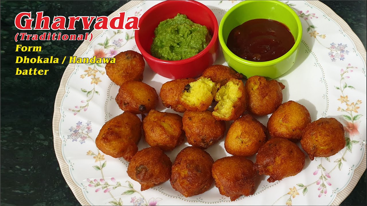 Gharvada | Traditional Gujarati Pakoda | Dhokal/Handwa flour Bhajiya ...