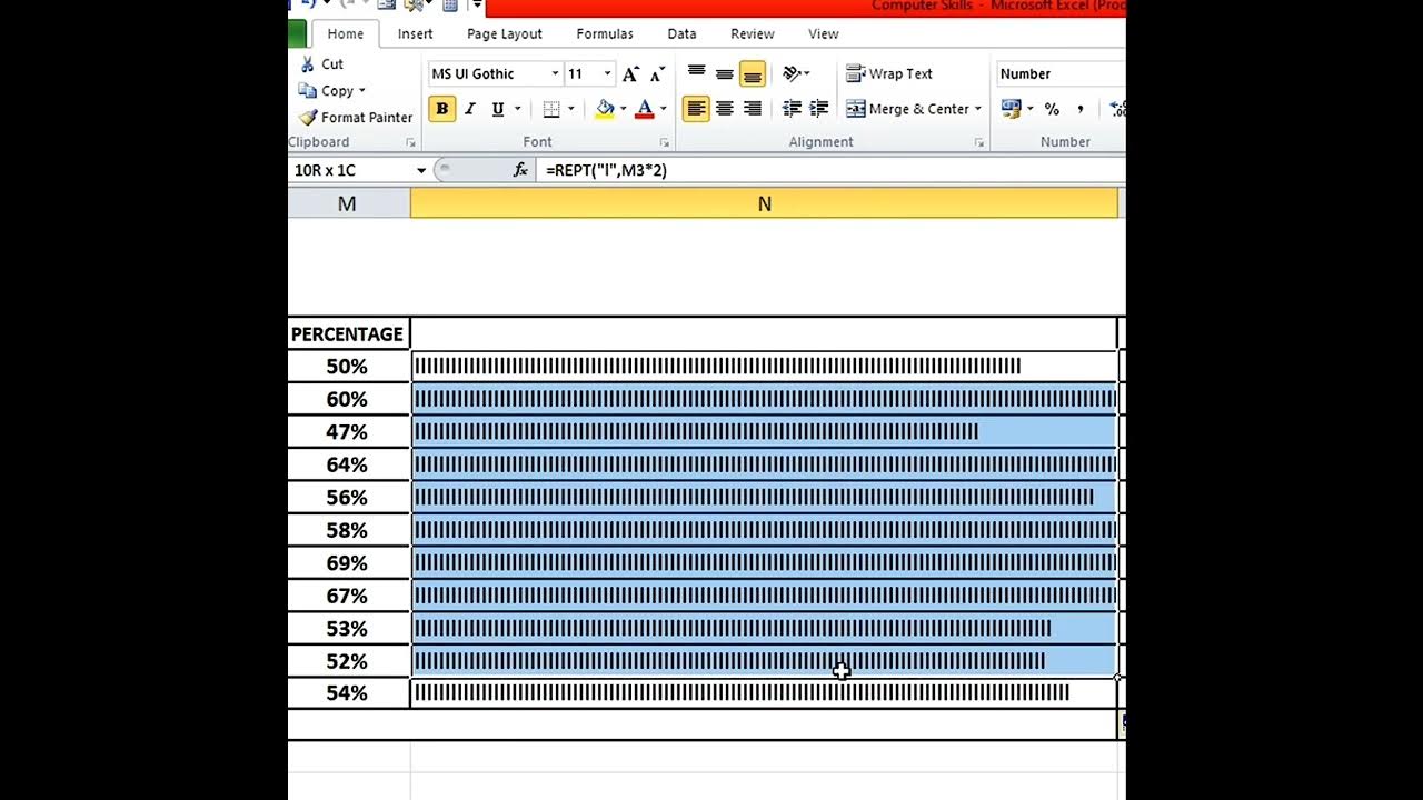 Rept Function in Excel (to show the data into bars) - YouTube