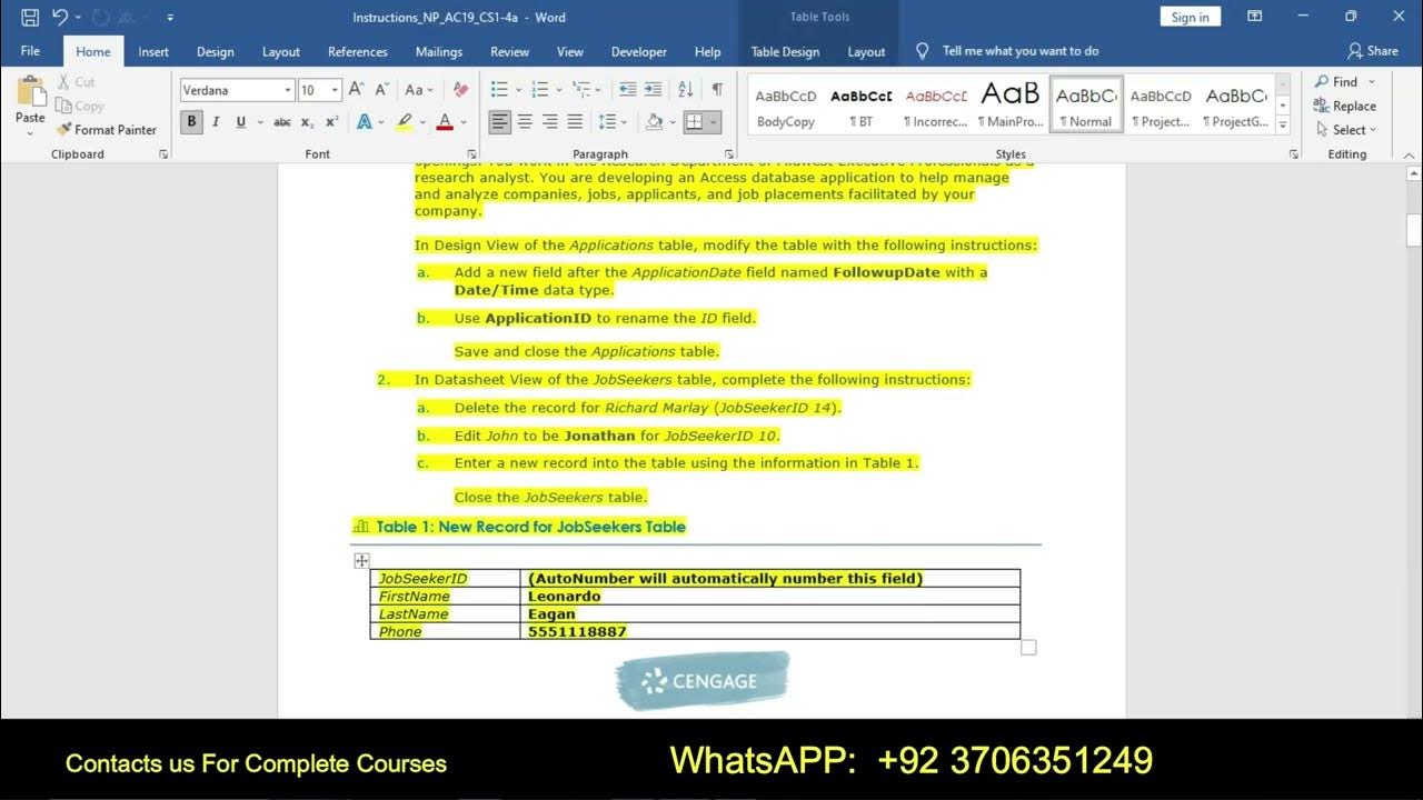 New Perspectives Access 2019 | Modules 1-4: SAM Project 1a | Modules 1 ...