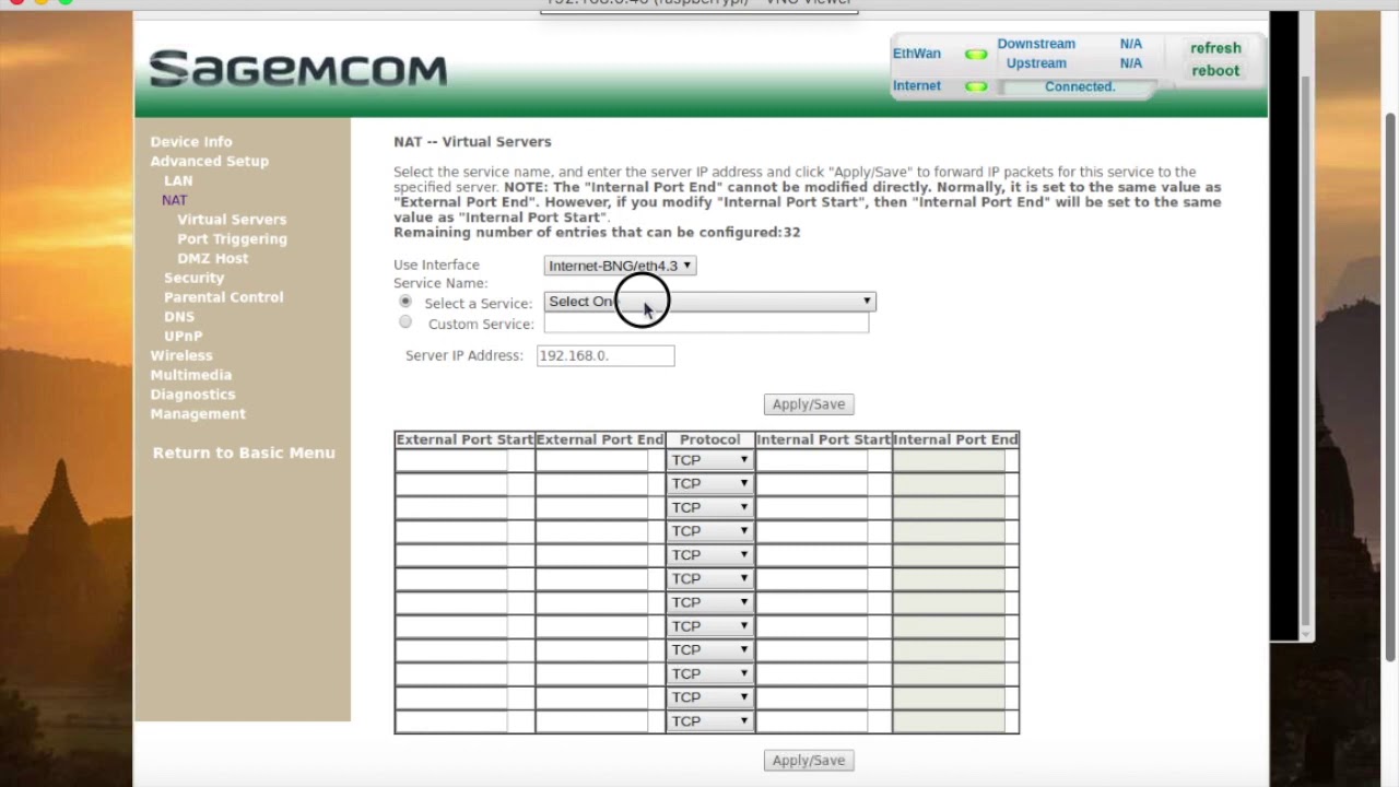 Optus Home Router setup for a Raspberry Pi web server - YouTube